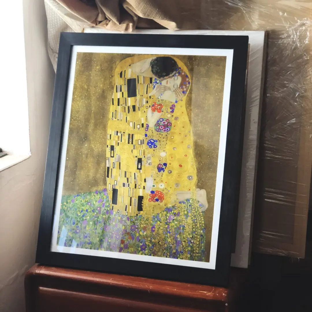 El Beso De Gustav Klimt Original Vinilo Artístico Beso Klimt Línea